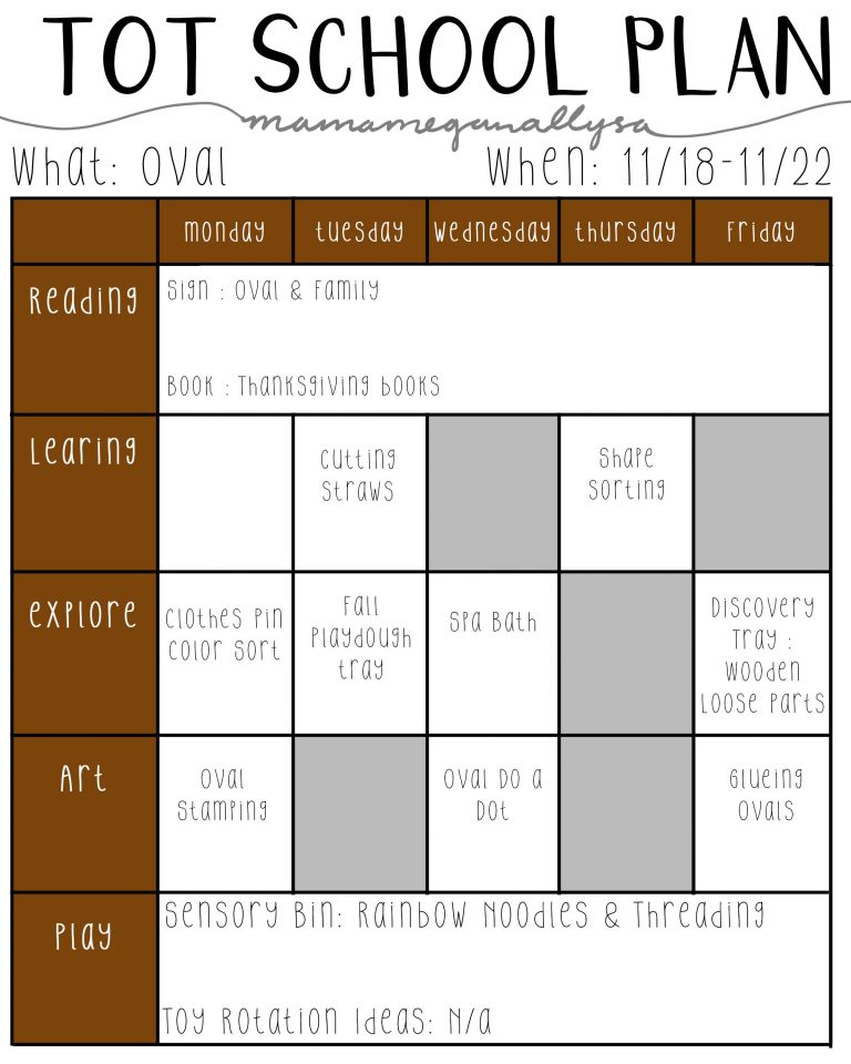 2019 November Tot School Plans - MamaMeganAllysa