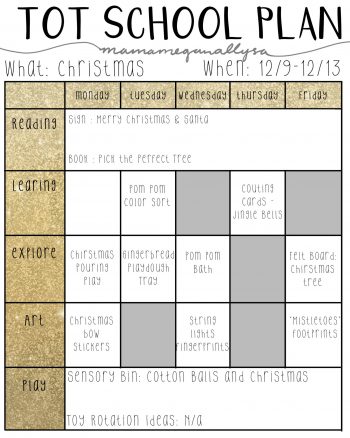 2019 December Tot School Plans - MamaMeganAllysa